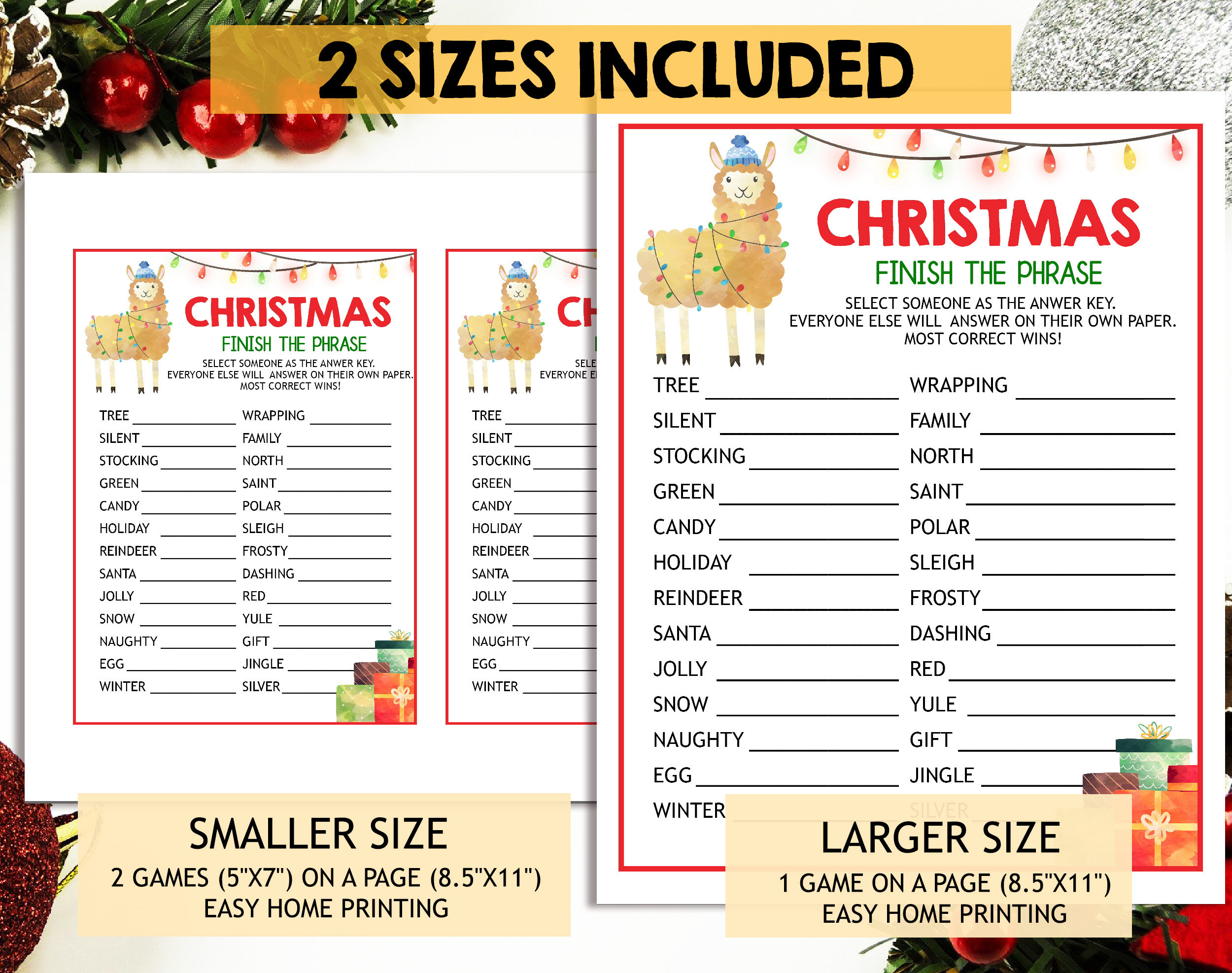 Christmas Finish My Phrase Games Fun Holiday Party Day Office Classroom ...