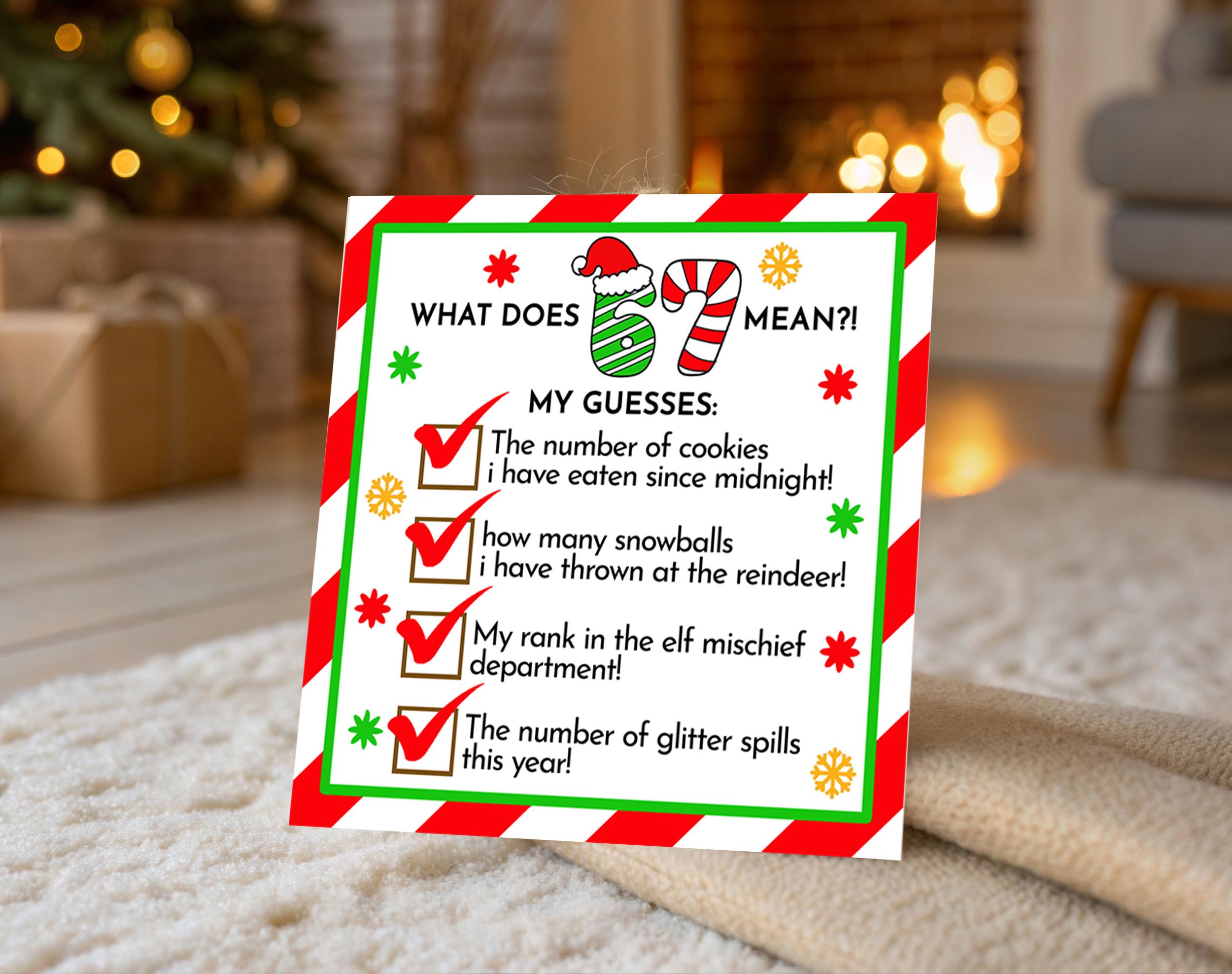 What Does 67 Mean Sign, Six Seven Viral Meme, Funny Christmas Elf Idea ...