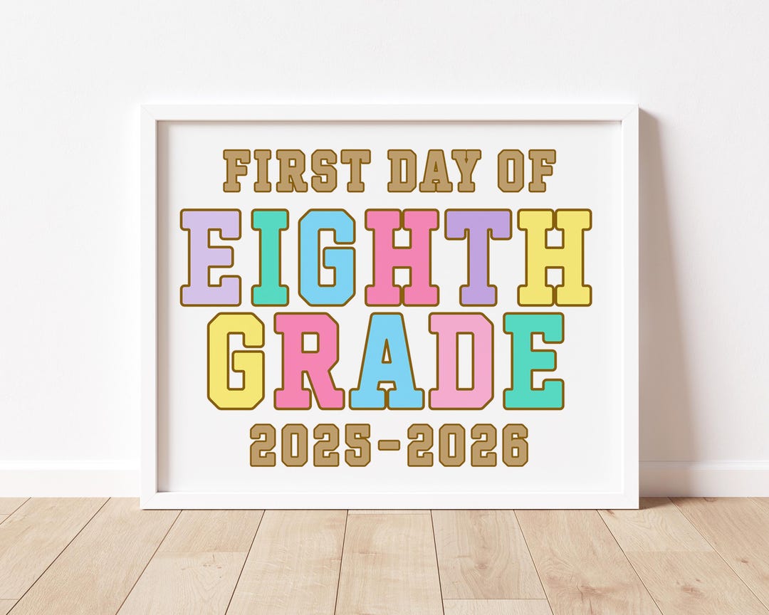 First Day of 8th Grade Sign Pastel Eighth Grade Class Sign Back to ...