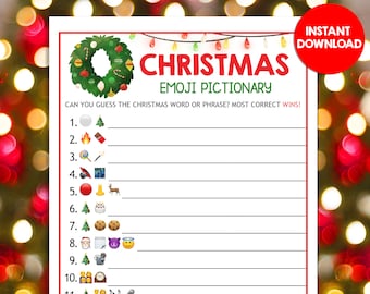 Christmas Games Movie Emoji Pictionary Fun Holiday Party | Etsy