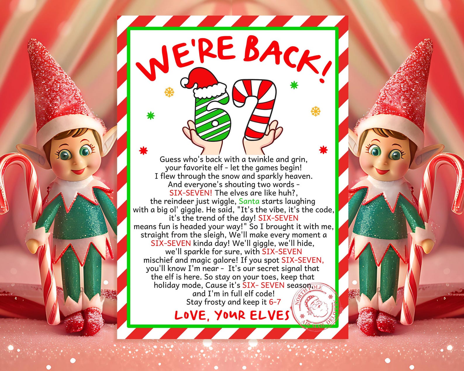 67 We're Back Elf Letter, 6 7 Elf Arrival Letter, Six Seven Trending ...