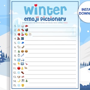 Winter Emoji Pictionary Game Wintertime Fun Holiday Party Christmas ...