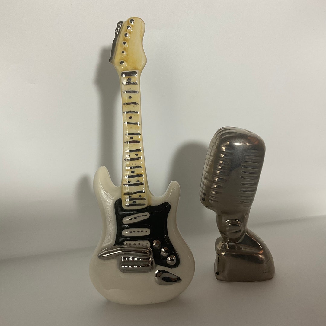 Guitar and Retro Microphone Salt and Pepper Set. - Etsy