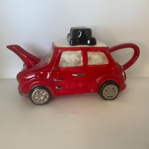 Car Teapot.red Mini Cooper With White Roof. - Etsy