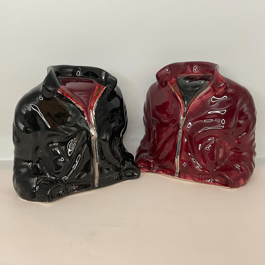 Skinhead Jackets Salt and Pepper Shakers.burgundy and Black Harrington ...
