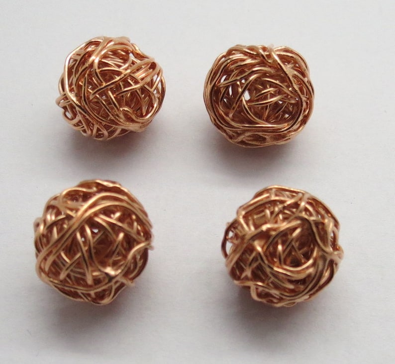 2 Pieces Copper Beads Copper Wire Wrapped Beads 12mm Round | Etsy