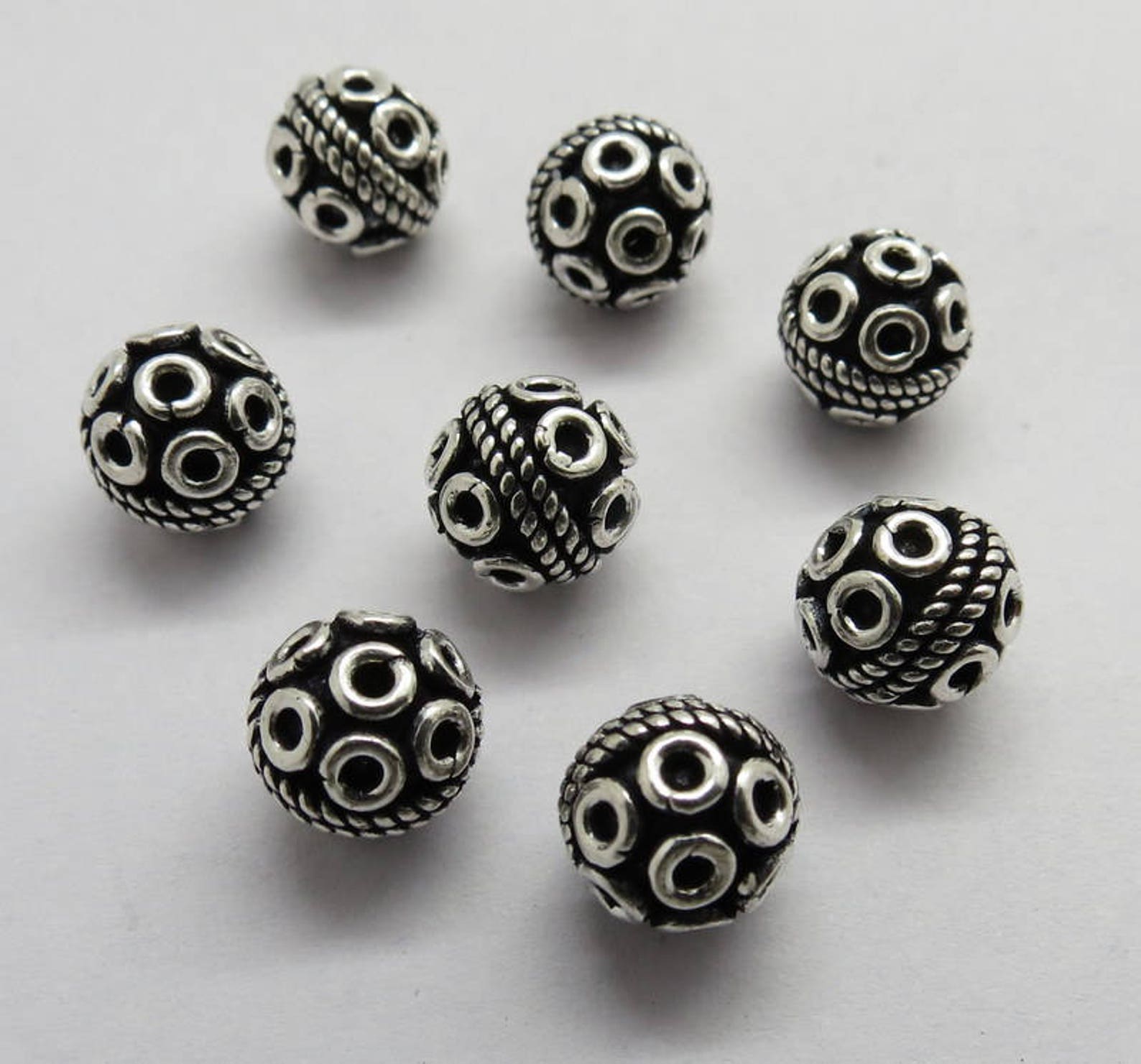 4 Pieces 925 Sterling Silver Beads Bali Silver Beads 8mm Round - Etsy