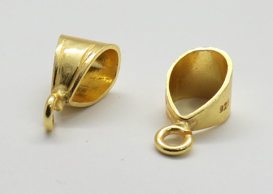 2 Pieces 925 Sterling Silver Bails Pendant Loop Bails 22K Gold Bali ...