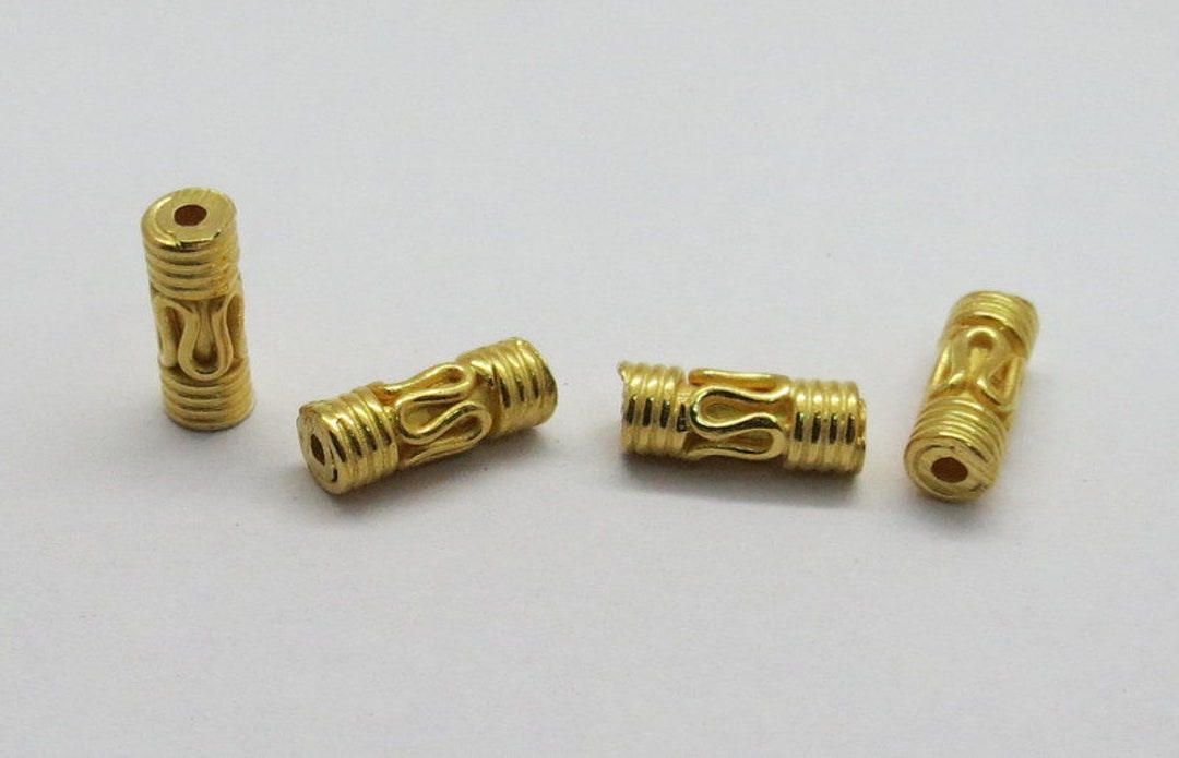 4 Pieces 22K Gold Vermeil Bali Beads Tubes Pipe Beads Barrel - Etsy