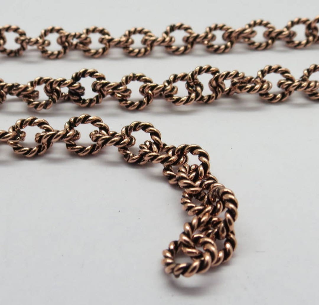 2 Feet Copper Link Chain Solid Copper Oxidised Polished 6mm Round ...