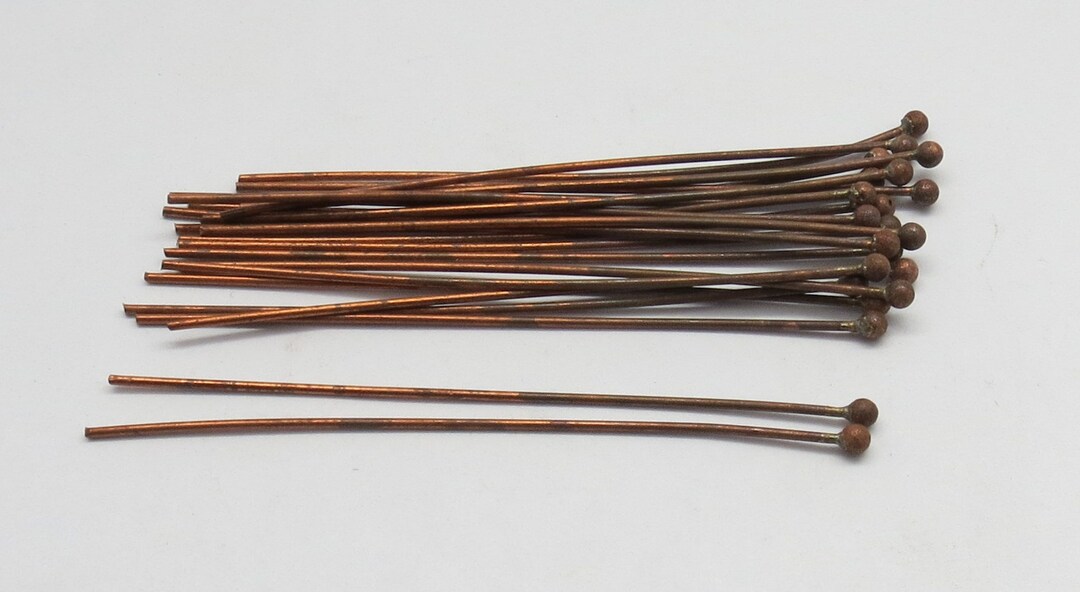 10 Pieces Antique Copper Rustic Headpin 22 Gauge Wire Forged Copper One ...