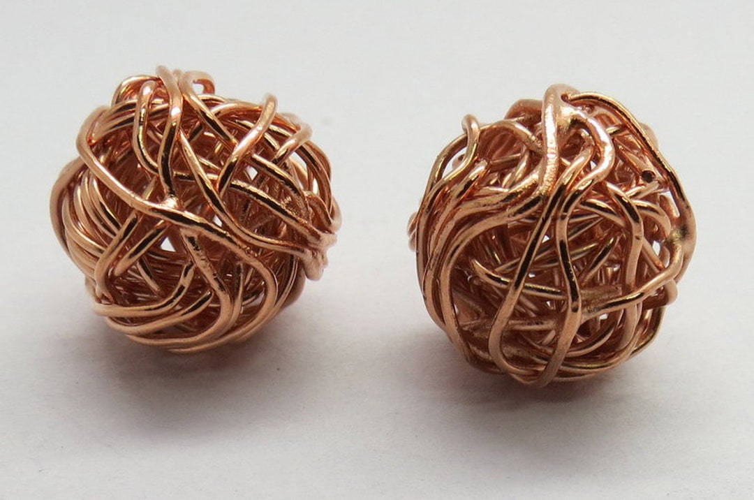 2 Pieces Copper Beads Copper Wire Wrapped Beads 12mm Round Beads - Etsy