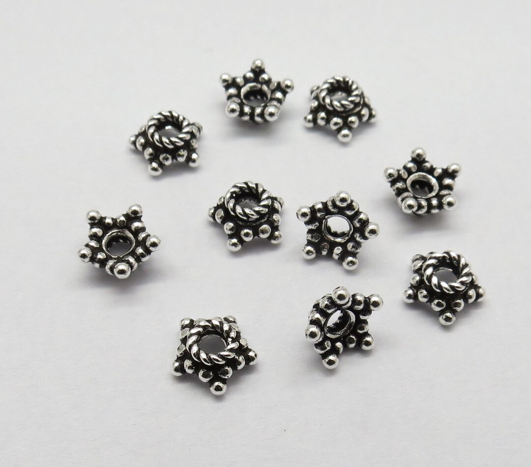 10 Pieces 925 Sterling Silver Beads Cap Bali Silver Beads Cap Star Cap ...