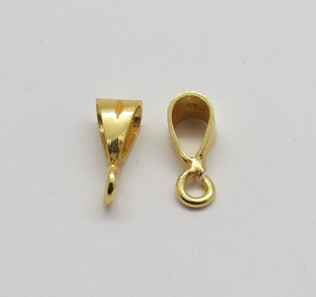 925 Sterling Silver Bails Pendant Loop Bali 22K Gold Bails Over ...