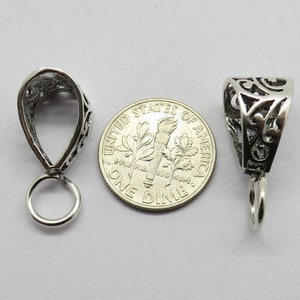 2 Pieces Pendant Bail Loop 925 Sterling Silver With Open Jump Ring ...
