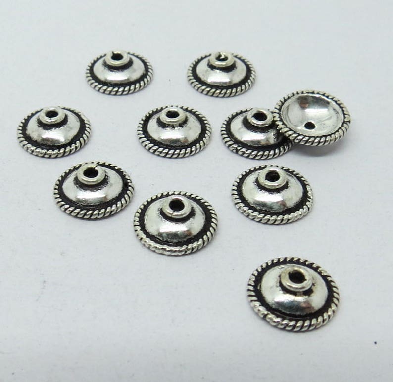 10 Pieces 925 Sterling Silver Beads Cap 9mm Round Bali Silver | Etsy