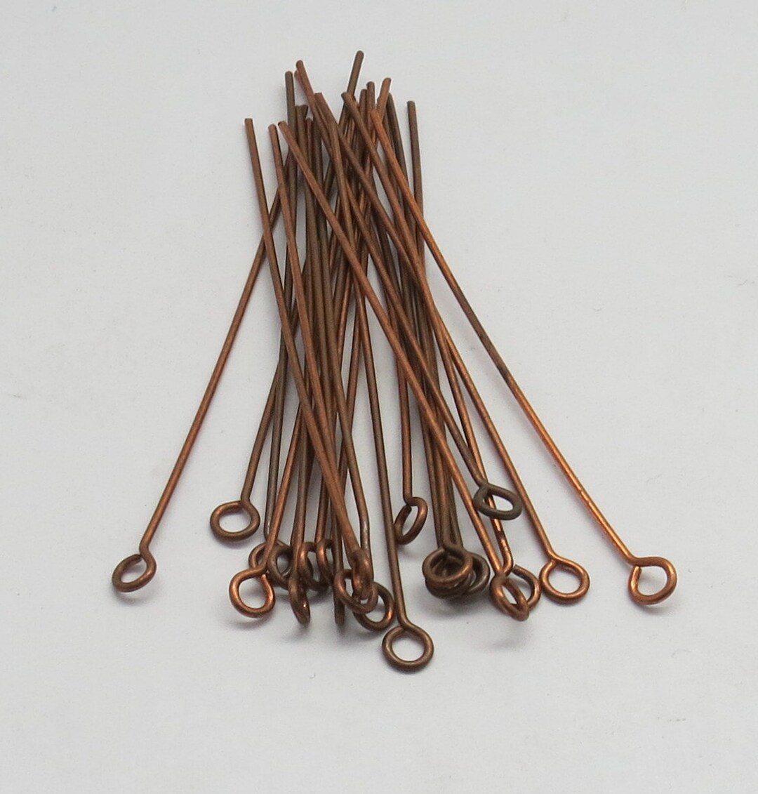 10 Pieces Antique Copper Rustic Headpin 22 Gauge Wire Forged Copper Eye ...