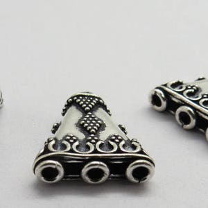 2 Pieces 925 Sterling Silver Bali Beads Connector 16 Mm Multi Strand ...