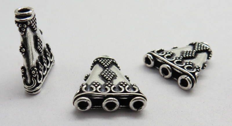 2 Pieces 925 Sterling Silver Bali Beads Connector 16 Mm Multi Strand ...