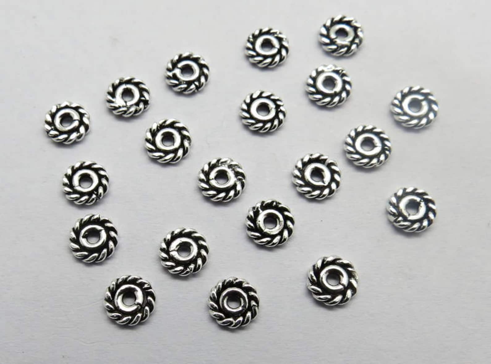 20 Pieces 925 sterling silver spacer beads 5mm Round Bali | Etsy