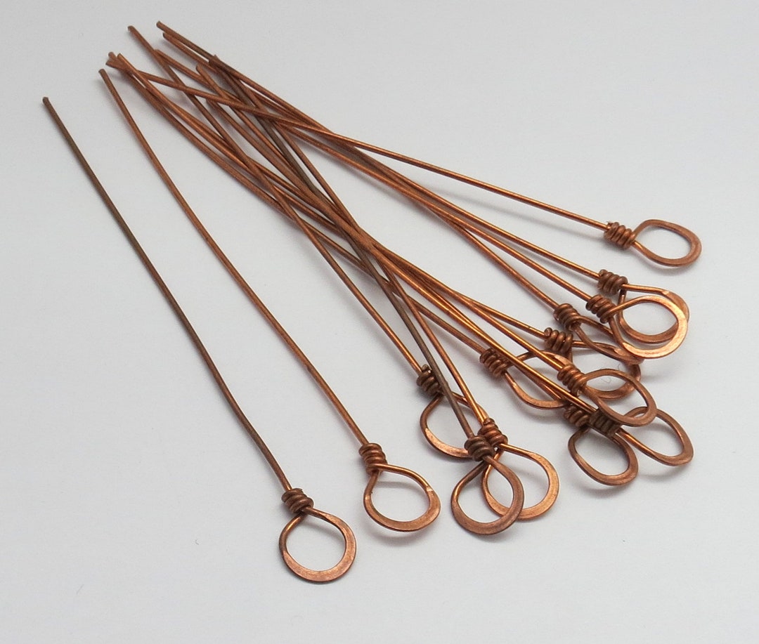 10 Pieces Antique Copper Eye Pins 21 Gauge Wire Forged Copper 80mm ...