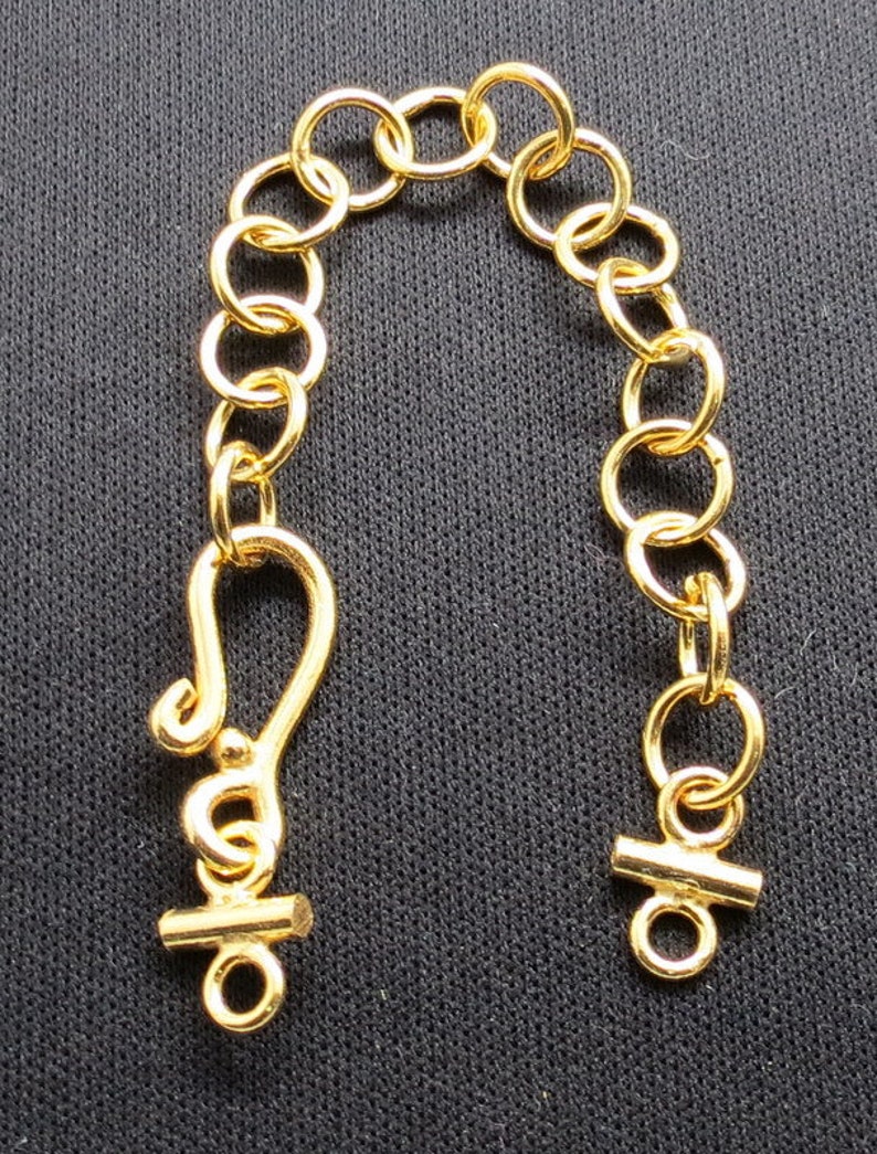 925 Sterling Silver Clasp Hook Adjustable Chain Clasps 22K Gold Vermeil ...