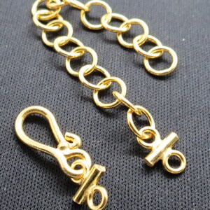 925 Sterling Silver Clasp Hook Adjustable Chain Clasps 22K Gold Vermeil ...