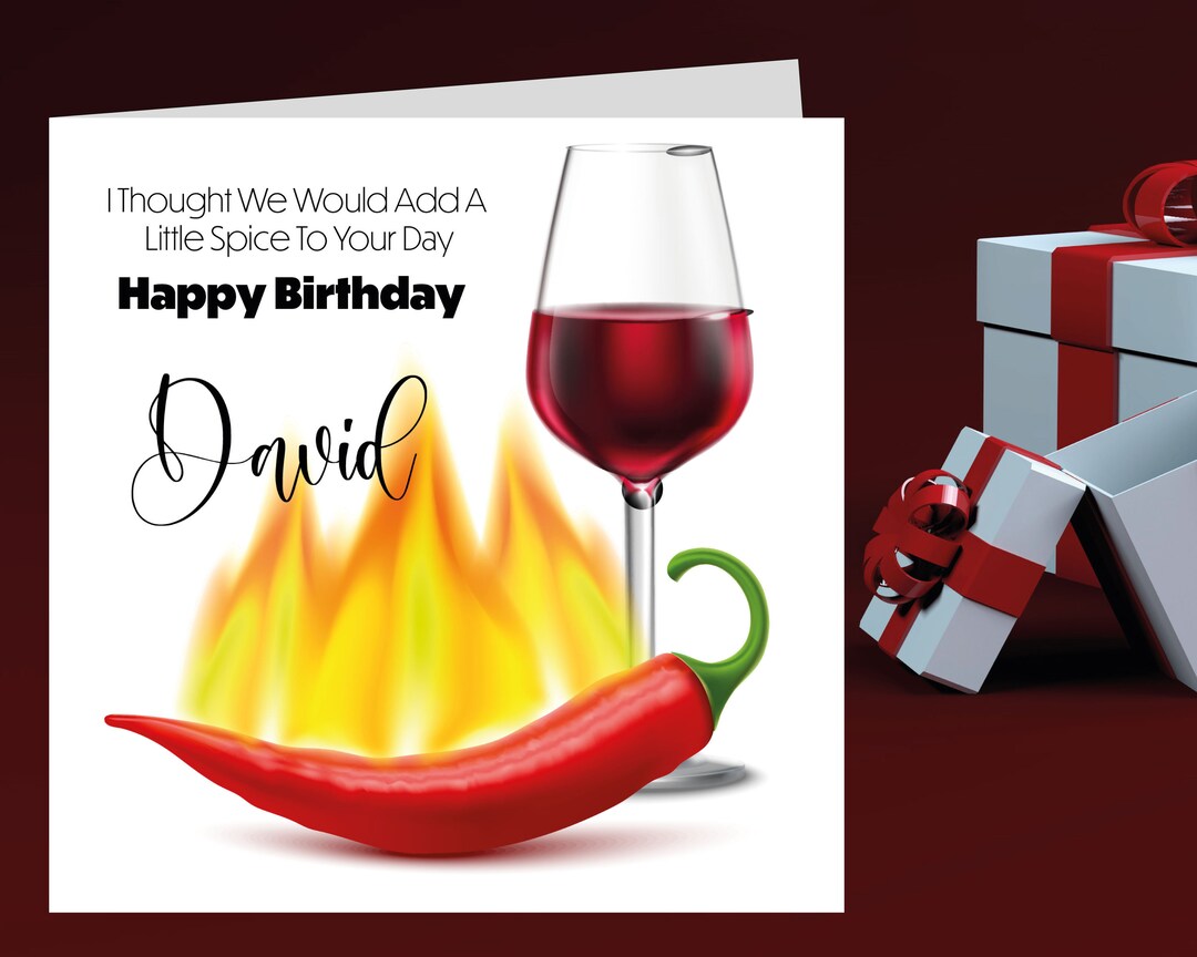 Hot Stuff Birthday Card With Chilli Pepper and Wine / Birthday - Etsy