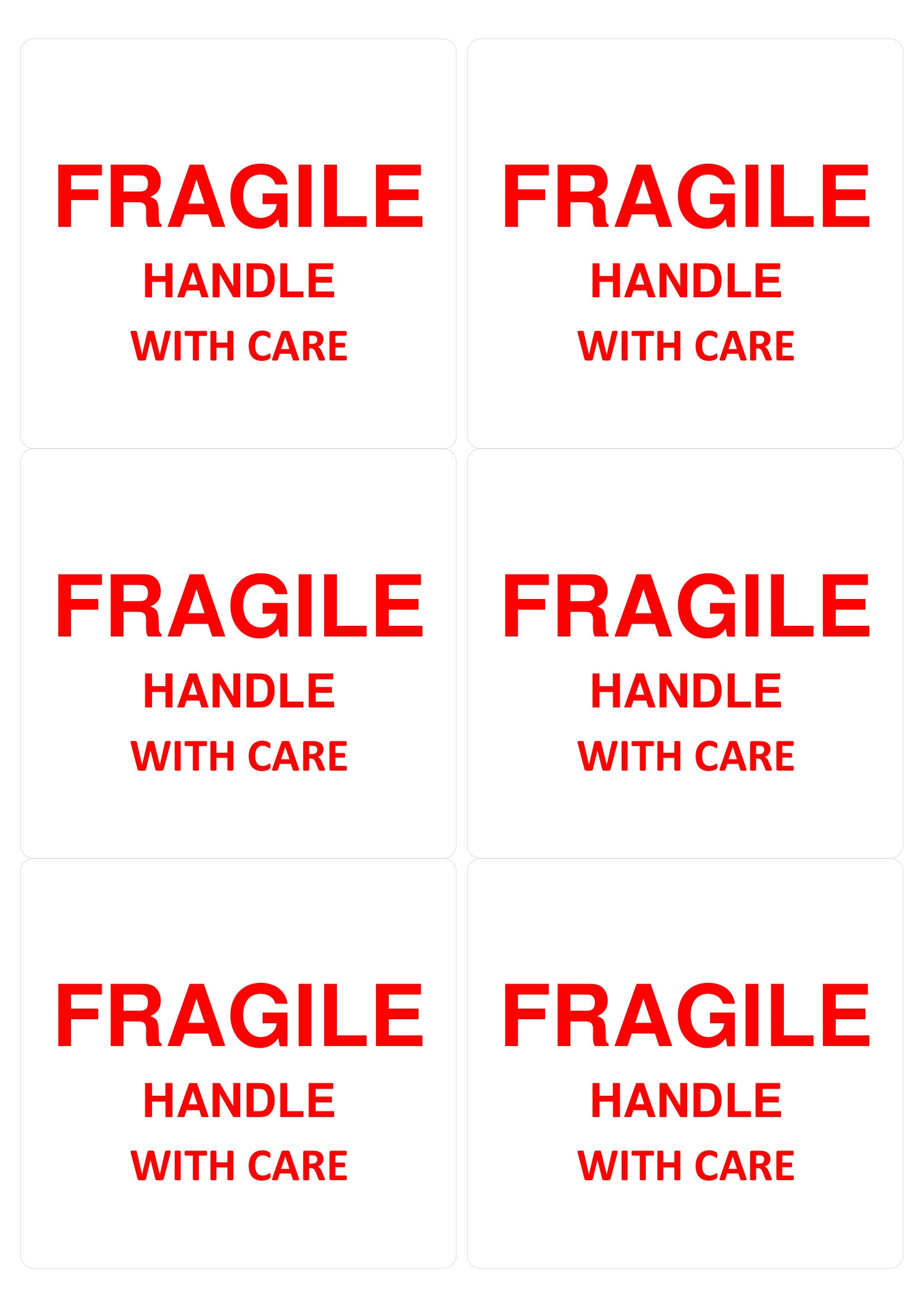 FRAGILE - Handle With Care Labels in Variety of Sizes - Etsy UK