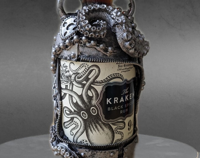 Liquor Bottle, Steampunk Liquor Bottle, Kraken Spiced Rum, Decorative ...