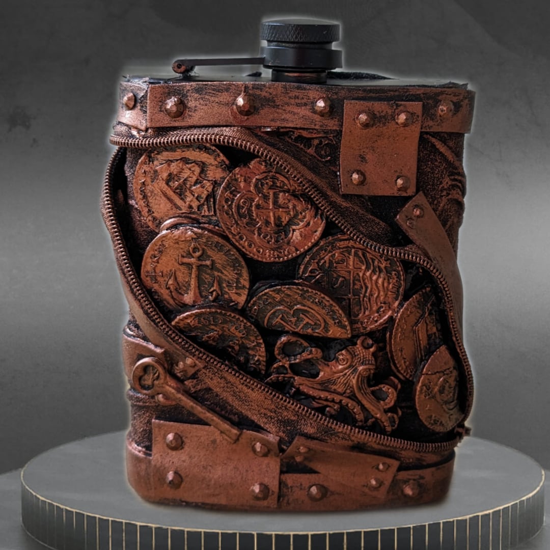 Steampunk Flask, Steampunk Liquor Gift, Best Man Gift, Decorative Flask ...