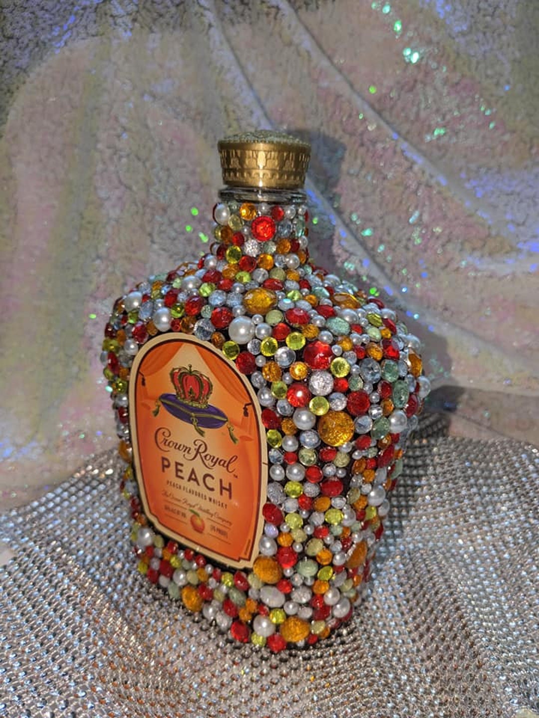 Crown Royal Peach Bling Liquor Bottle Bling Bottle Crown - Etsy