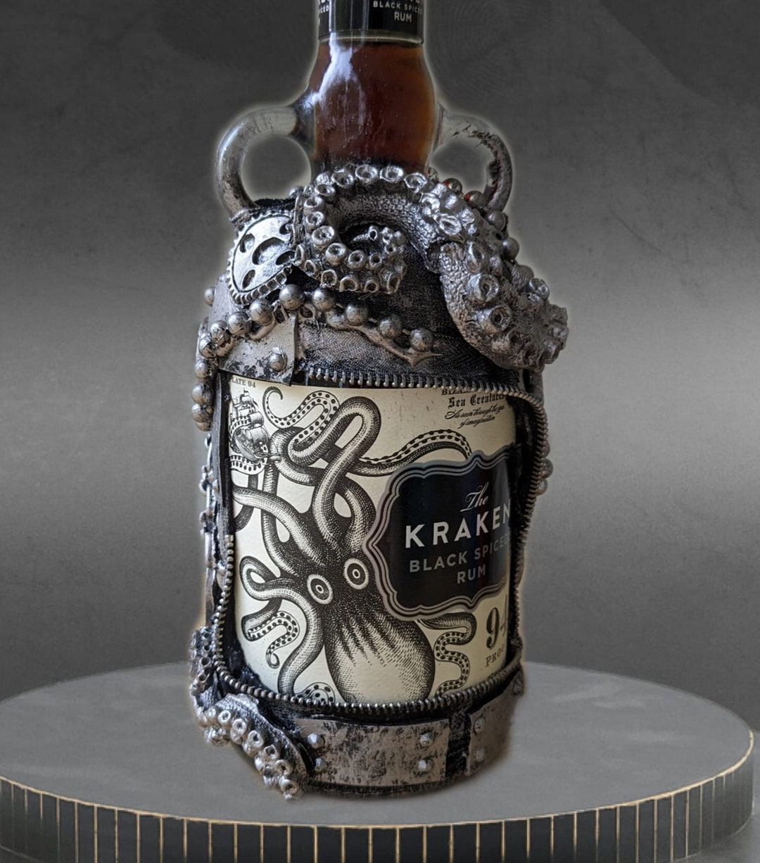 Liquor Bottle, Steampunk Liquor Bottle, Kraken Spiced Rum, Decorative ...