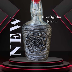 Custom Firefighter Gift, Custom Fire Dept Glass Decanter, Glass Flask ...