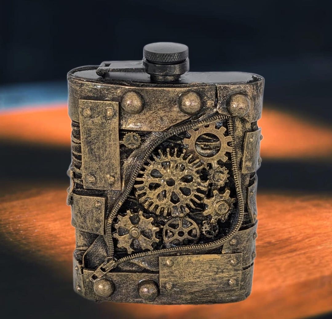 Steampunk Flask, Nautical Flask, Steampunk Liquor Gift, Best Man Gift ...