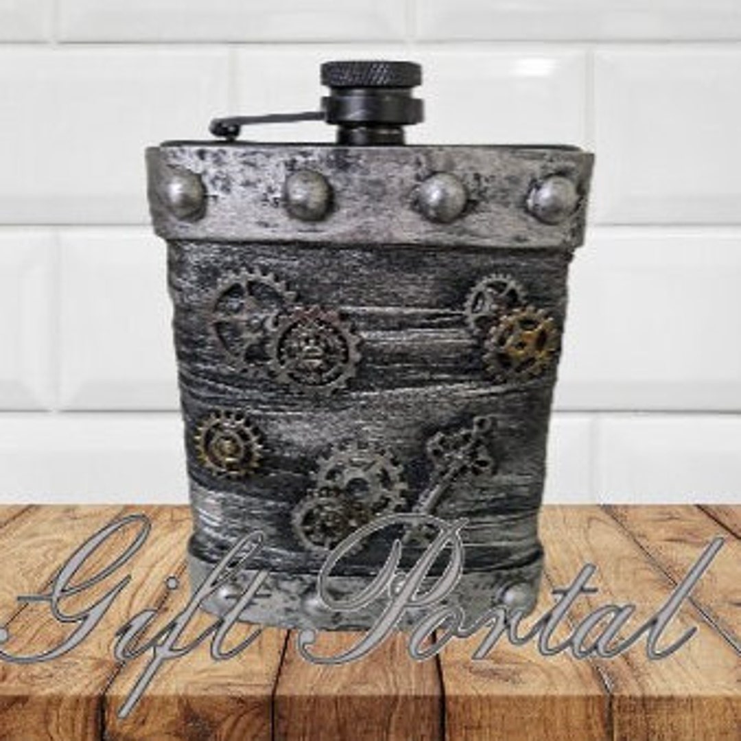 Steampunk Flask, Steampunk Liquor Gift, Best Man Gift, Decorative Flask ...