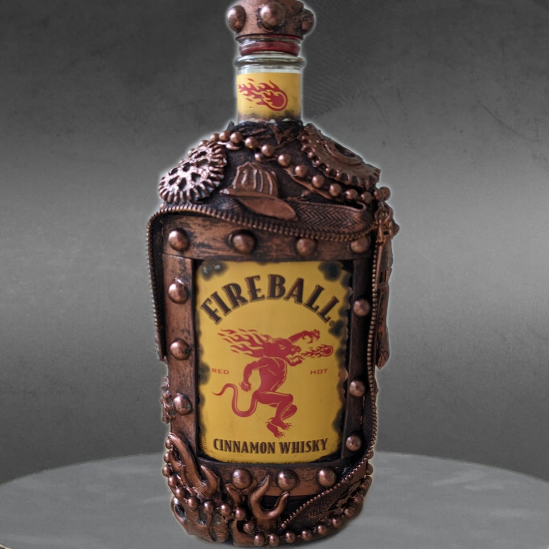 Fireball Liquor Bottle, Steampunk Liquor Bottle, Firefighter Gift, Fire ...