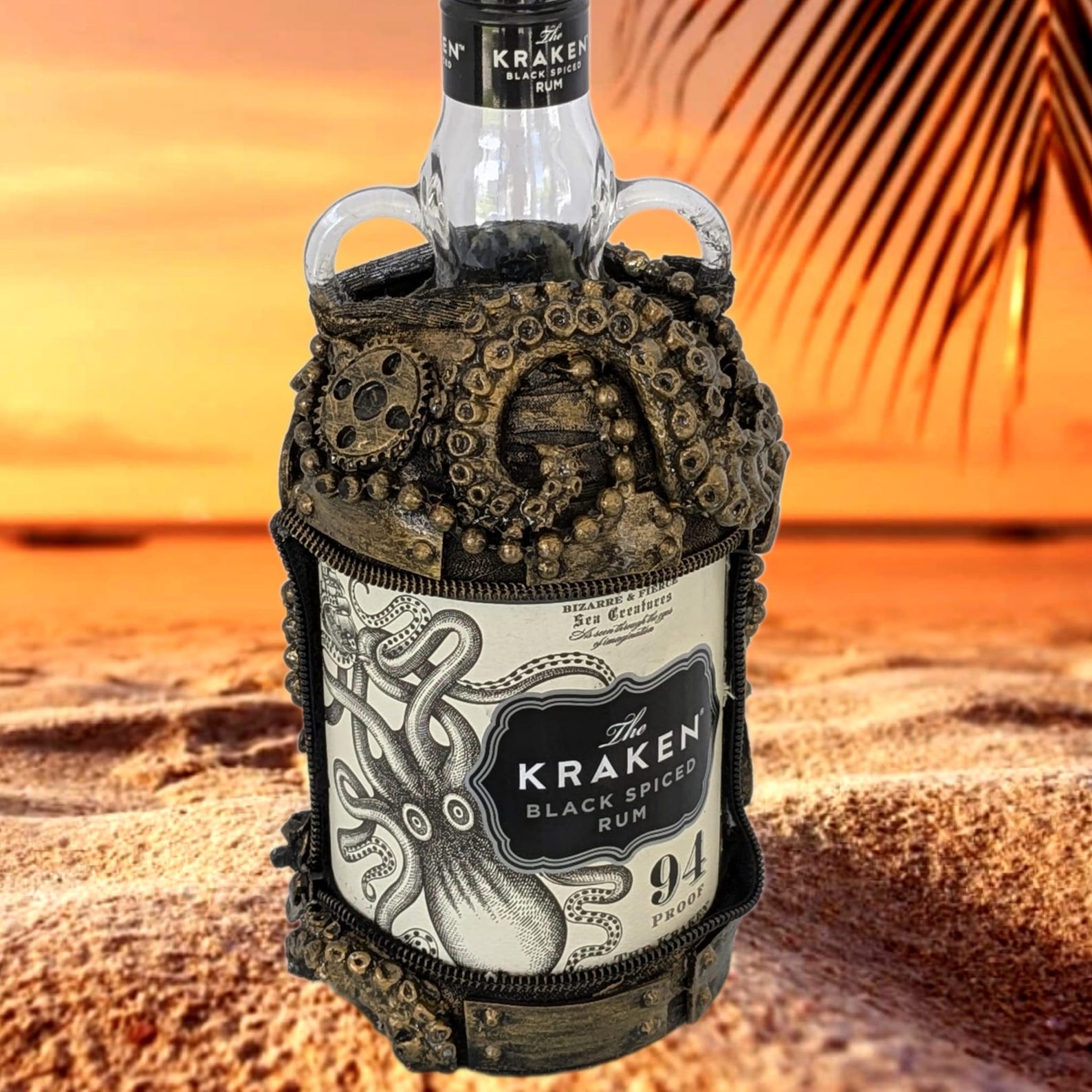 Liquor Bottle, Steampunk Liquor Bottle, Kraken Spiced Rum, Decorative ...