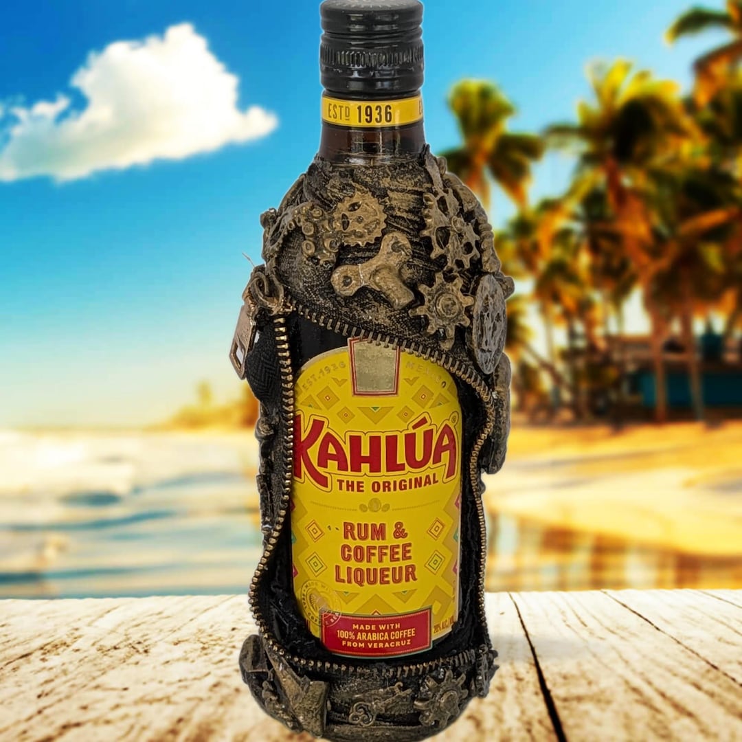 Small Kahlua Liquor Bottle, Steampunk Liquor Bottle, Decorative Liquor ...