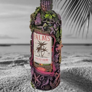 Palms Rum Liquor Bottle, Steampunk Liquor Bottle, Ocean Life Bottle ...