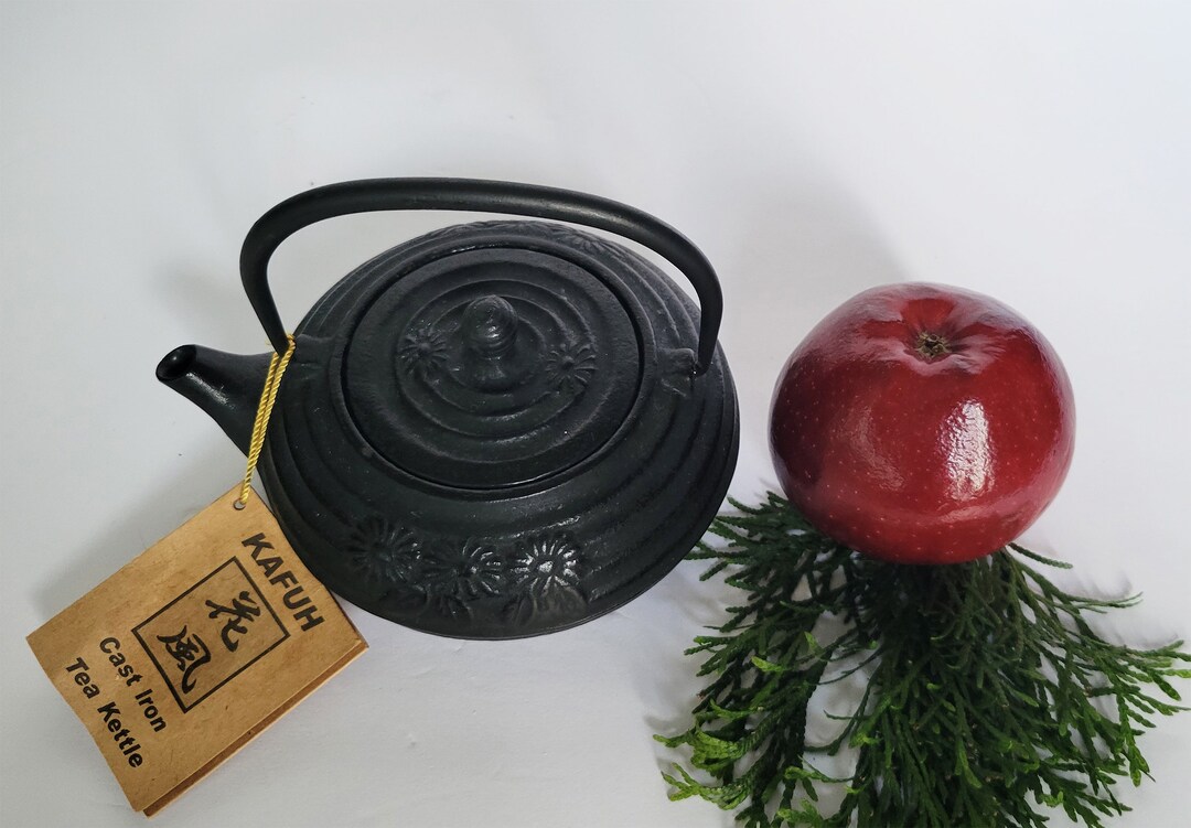 Reduced Kafuh Black Cast Iron Tea Kettle, Floral Design, 8oz Teapot ...