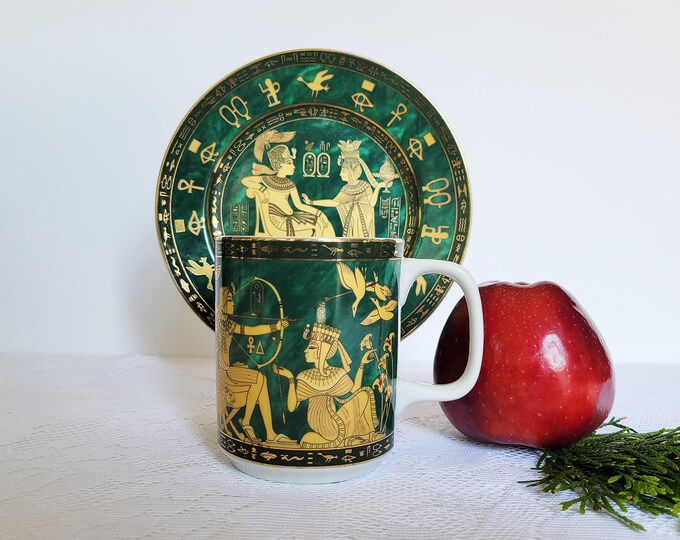 Egyptian 2 Pc Fathi Mahmoud Limoges Cup N Saucer in Green & Gold - Etsy