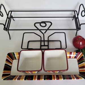 Vtg Pampered Chef 5 Pc Simple Additions Ceramic Striped Ceramic Server ...