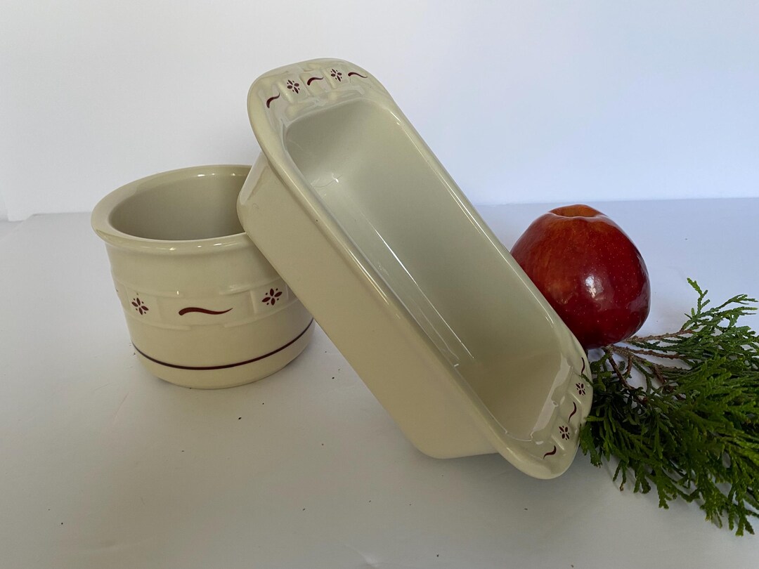 Longaberger 2 Pc Woven Traditions Pottery With Paprika Accents Crock ...