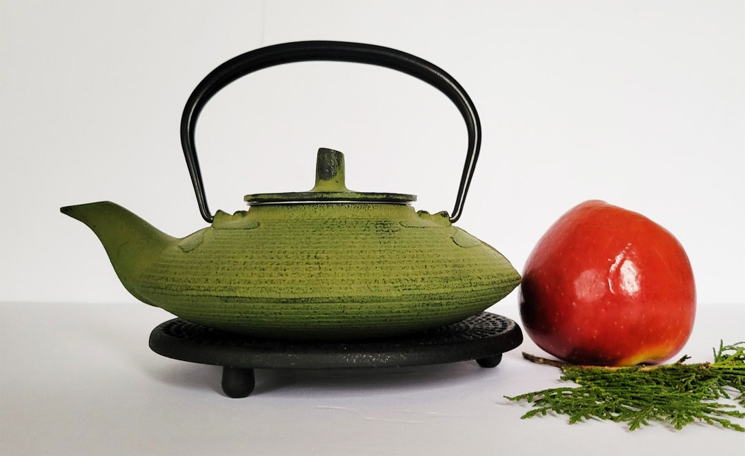 Japanese 4 Pc Green Cast Iron Dragonfly Tea Kettle With Stainless Steel ...