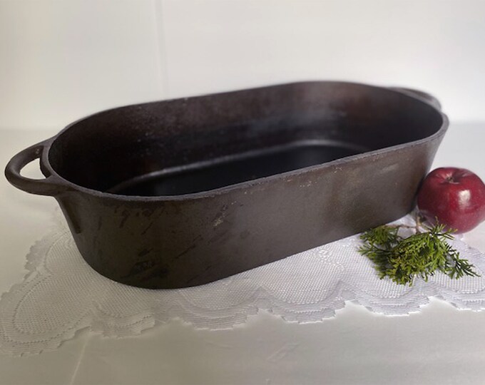 Vtg Cast Iron #3060 Large Oval Deep Fish Fryer/cooker With End Handles ...