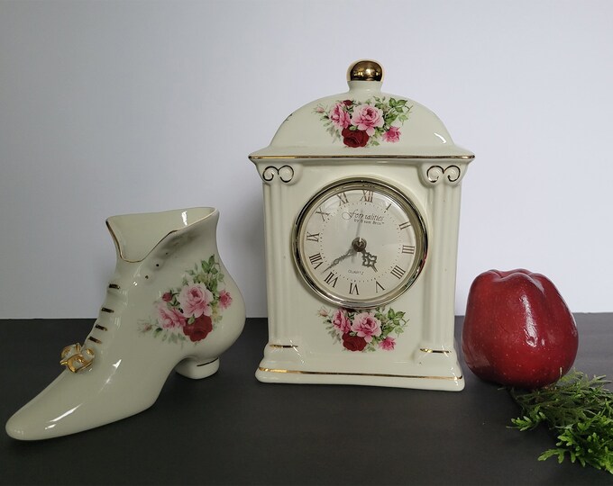 Victorian Rose Working Clock With Boot Shoe Flower Vase Formalities by ...