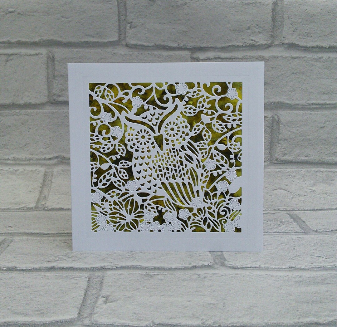 Owl Paper Cut Greeting Card, Owl Laser Cut Effect Greeting Card ...