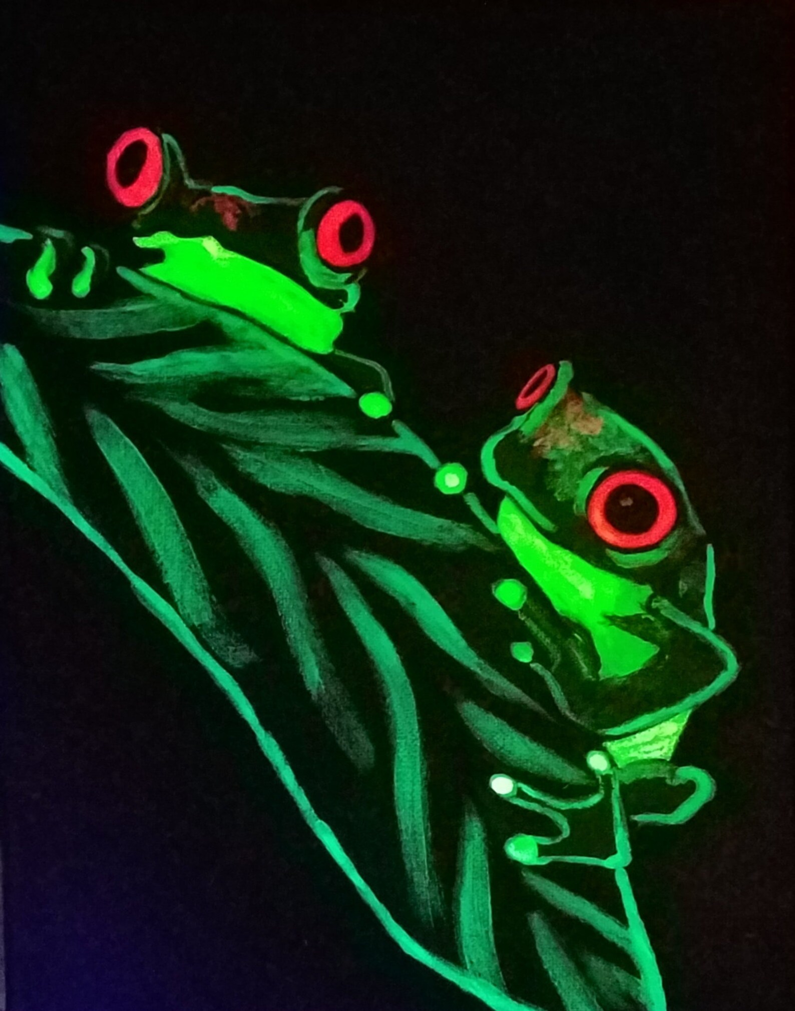 Glow in the Dark Painting Frog painting tropical frog decor | Etsy