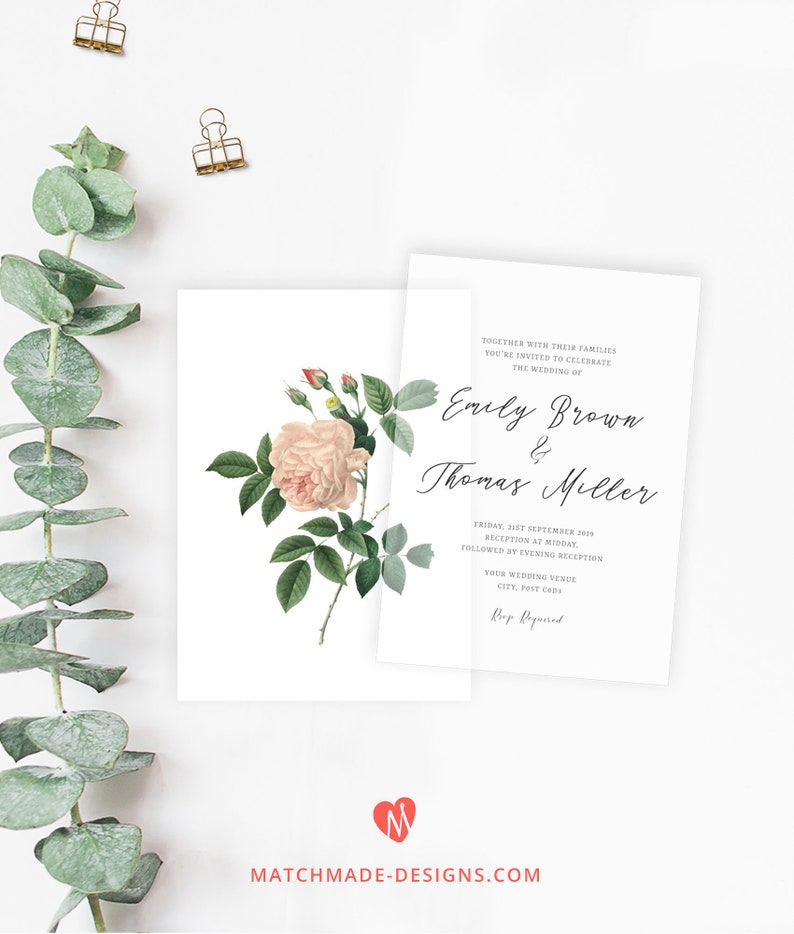 Transparent Wedding Invitation Template Clear Wedding Invite - Etsy